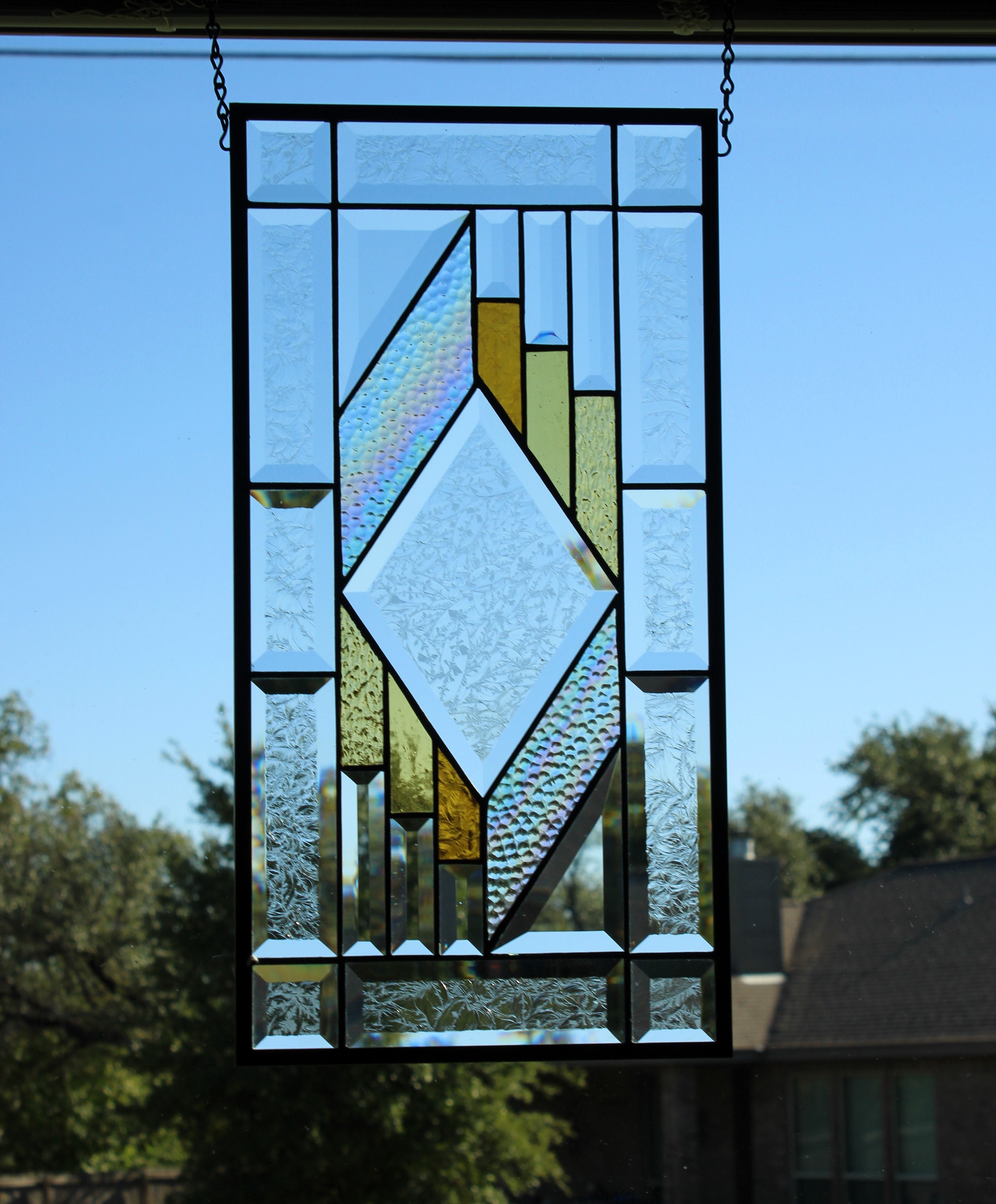 Stained Glass Window Hanging 20.5x10.5 52x26 Cm Panel - Etsy