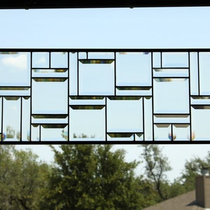 Rectangular Stained Glass Window Panel Entirely Clear Beveled 25.5x10.5 ...