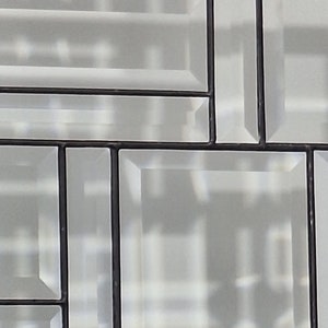 Rectangular Stained Glass Window Panel Entirely Clear Beveled 25.5x10.5 ...