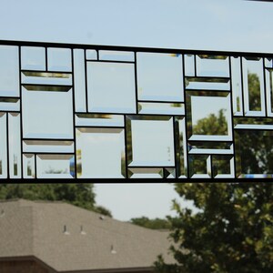 Rectangular Stained Glass Window Panel Entirely Clear Beveled 25.5x10.5 ...