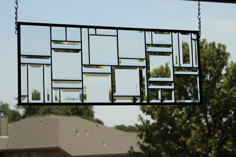 Rectangular Stained Glass Window Panel Entirely Clear Beveled - Etsy