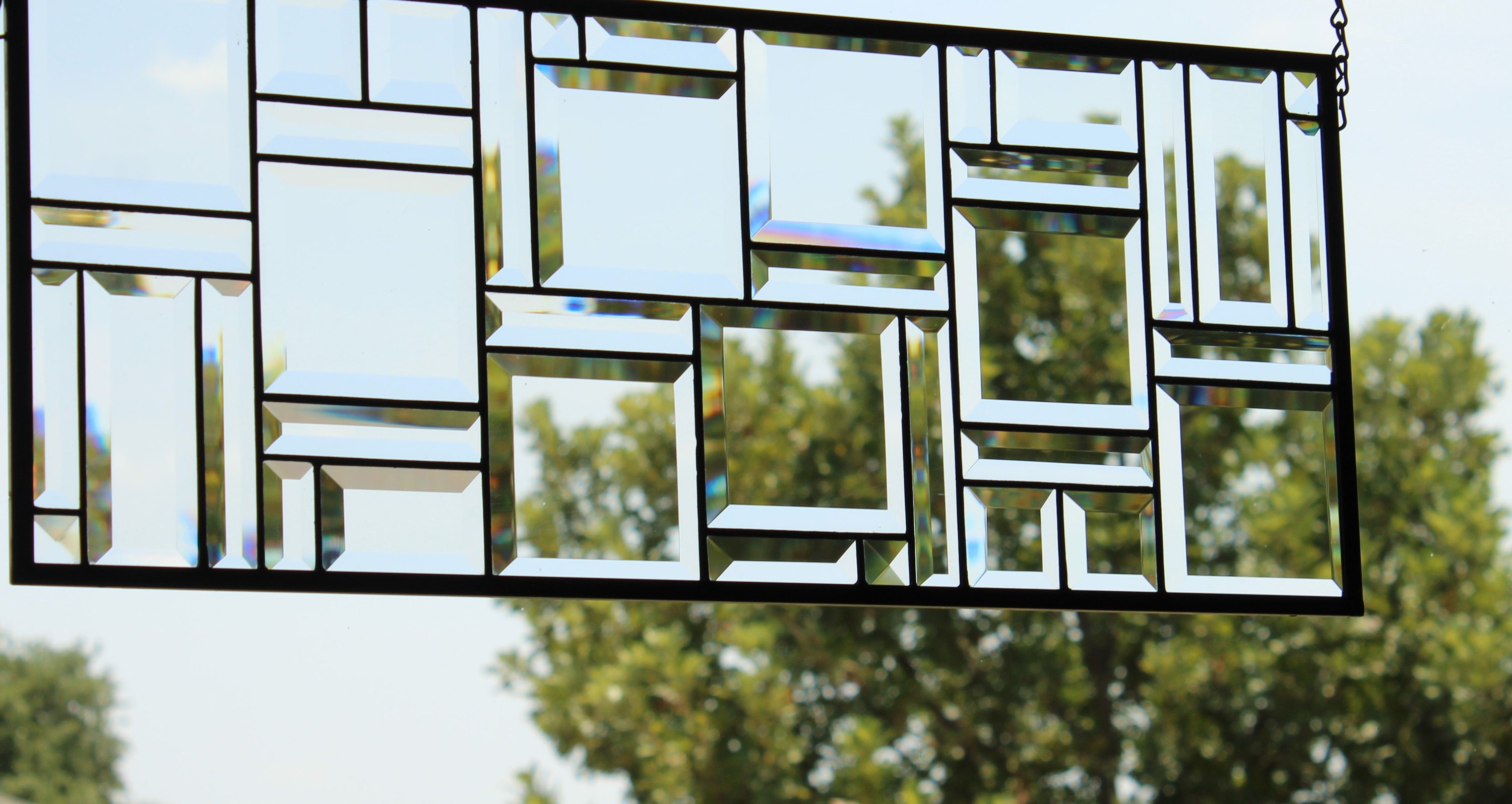 Rectangular Stained Glass Window Panel Entirely Clear Beveled - Etsy