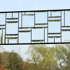 Rectangular Stained Glass Window Panel Entirely Clear Beveled 25.5x10.5 ...