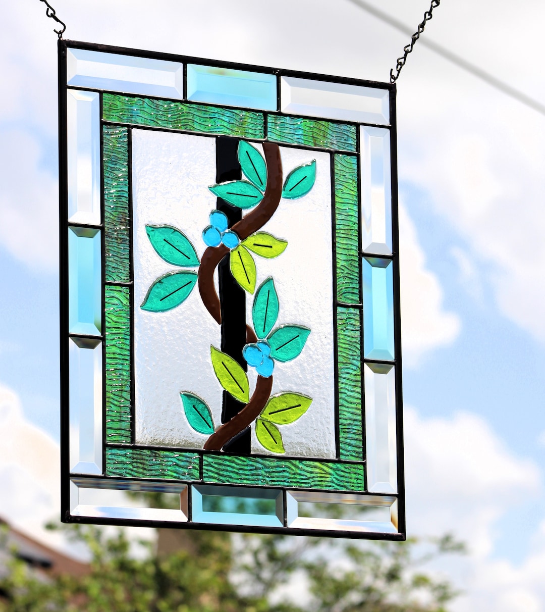 Stained Glass Panel, Window Hanging, Fused Art Glass, Zen Style, Modern ...