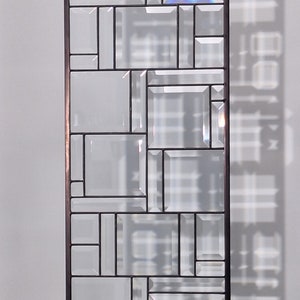 Rectangular Stained Glass Window Panel Entirely Clear Beveled 25.5x10.5 ...