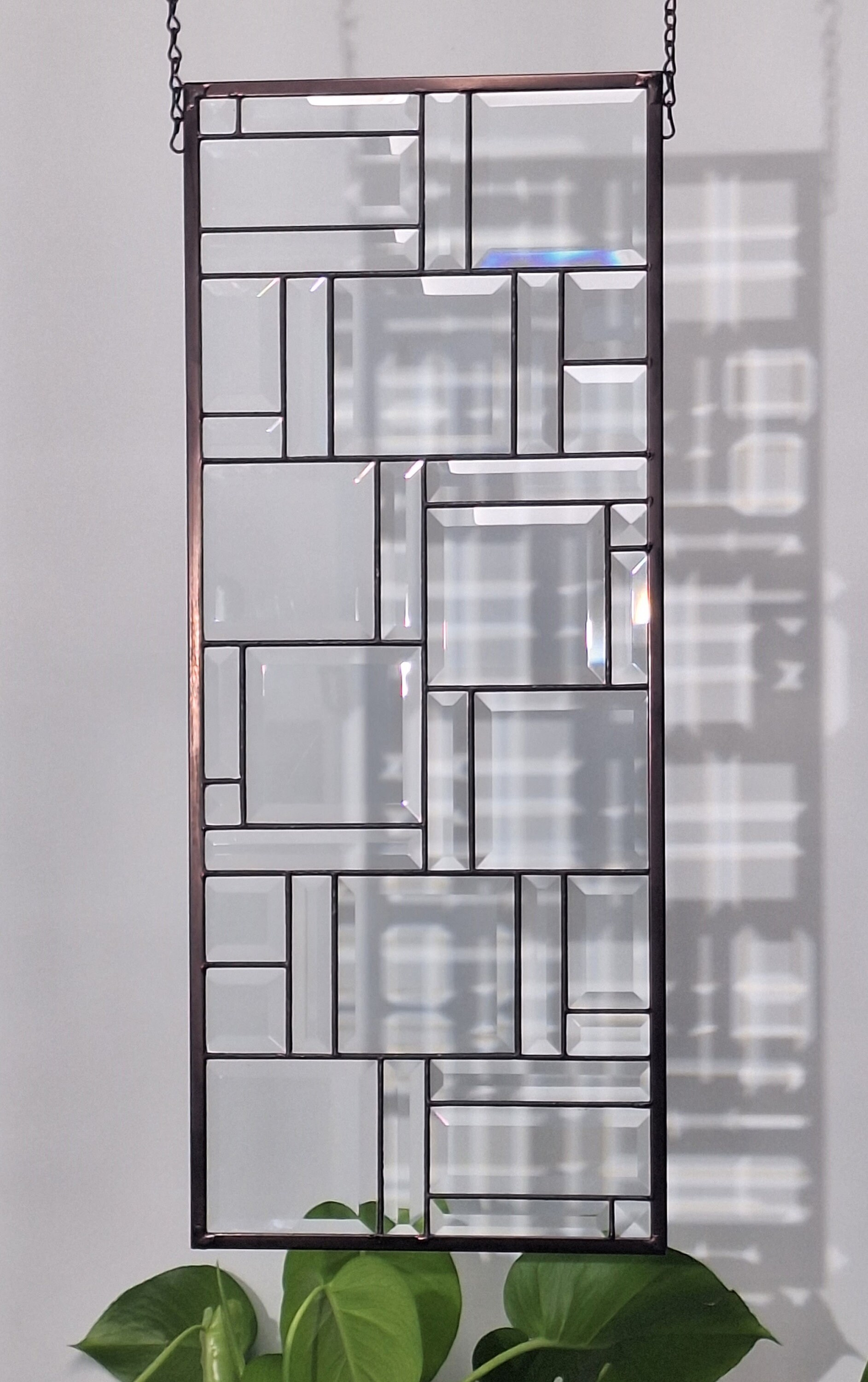Rectangular Stained Glass Window Panel Entirely Clear Beveled - Etsy
