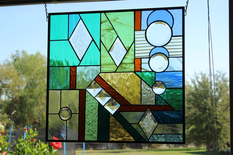 Color Flash Stained Glass Window Panel - Etsy