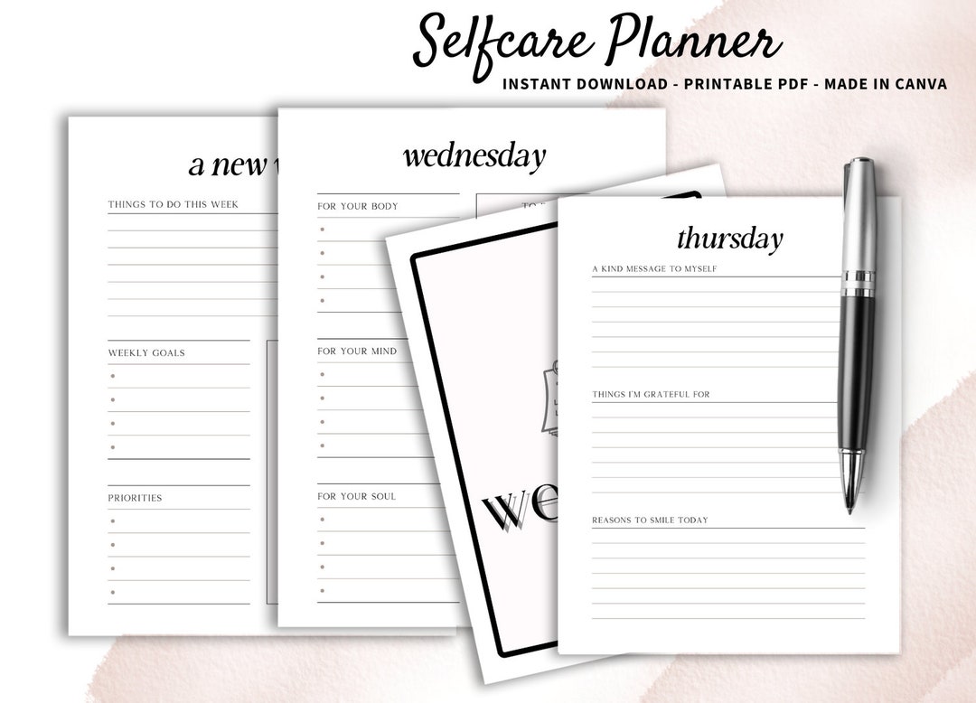 Printable Self-care Planner Self-love Journal Mental Health Worksheet ...