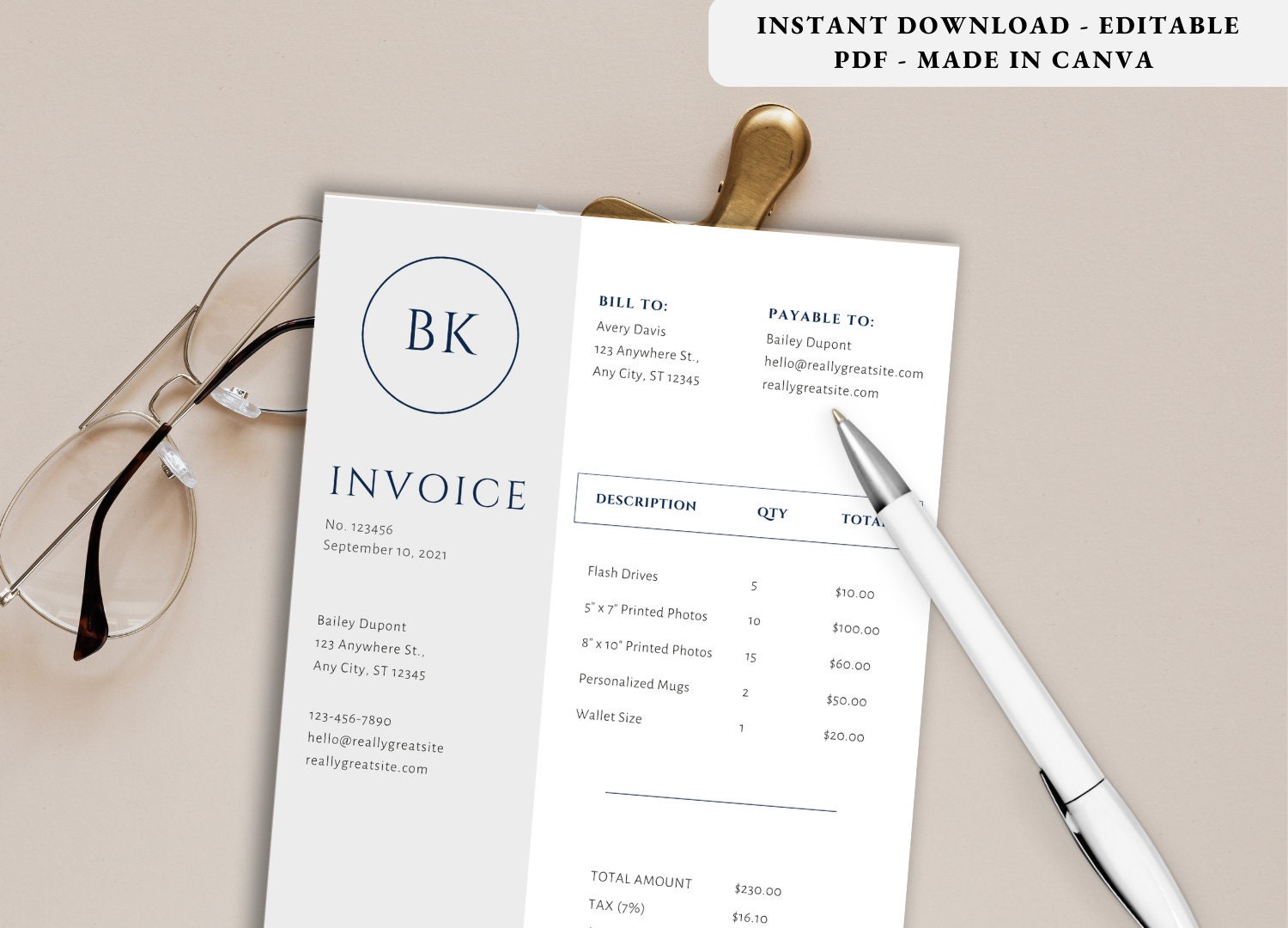 Freelance Invoice.pdf, Printable Order Form Invoice, Digital Invoice ...