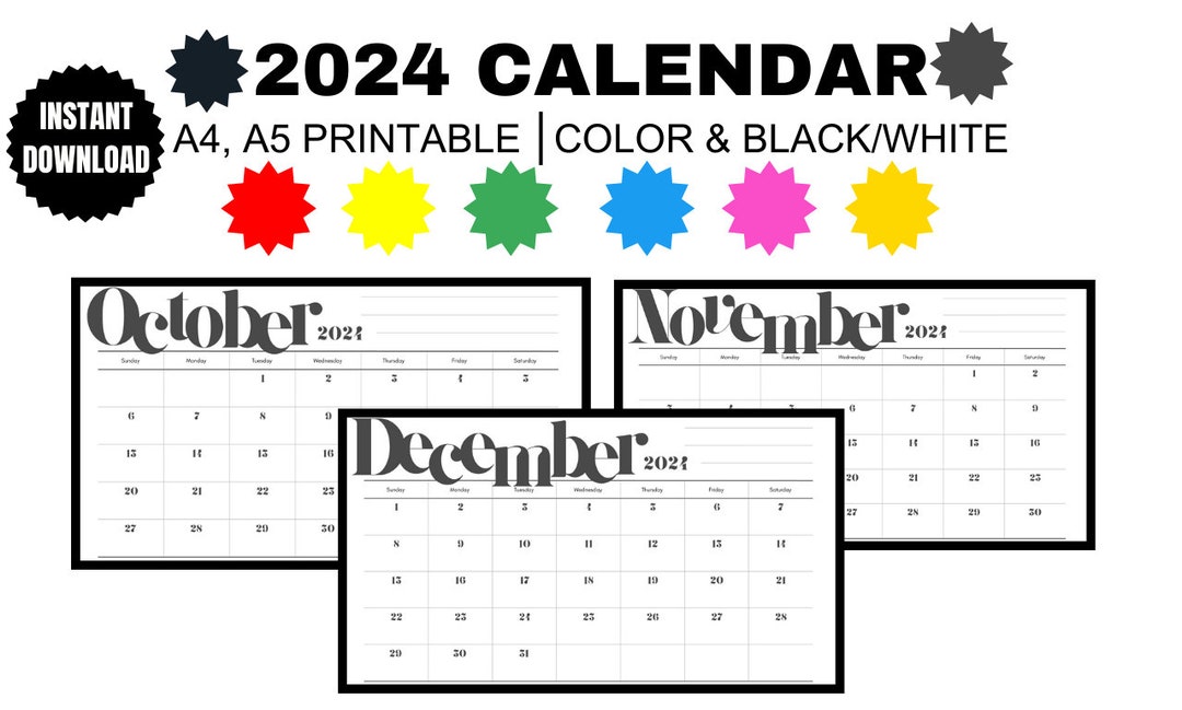 White Minimalist Monthly Planner December 2024 Calendar - Etsy