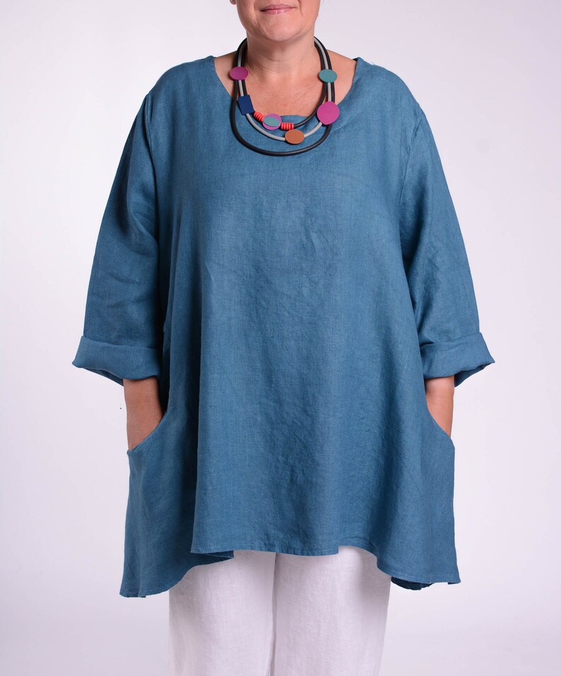 Lagenlook Linen Tunic Top, Oversized Tunic, Womens Tunic, Plus Size ...