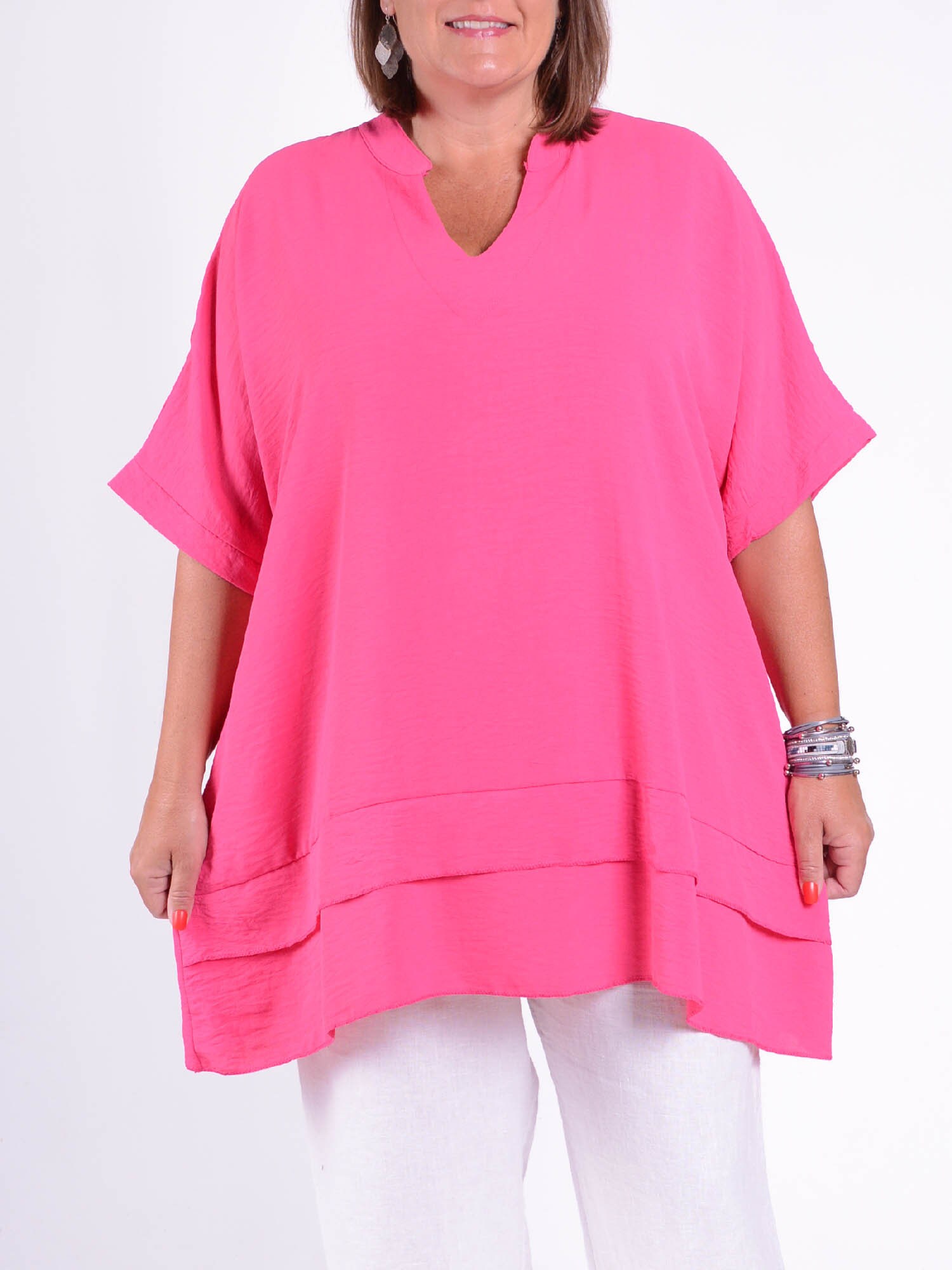 Lagenlook Plus Size Tunic Top One Size Plus Kaftan Loose Short Sleeve Uk Size 18 20 22 24