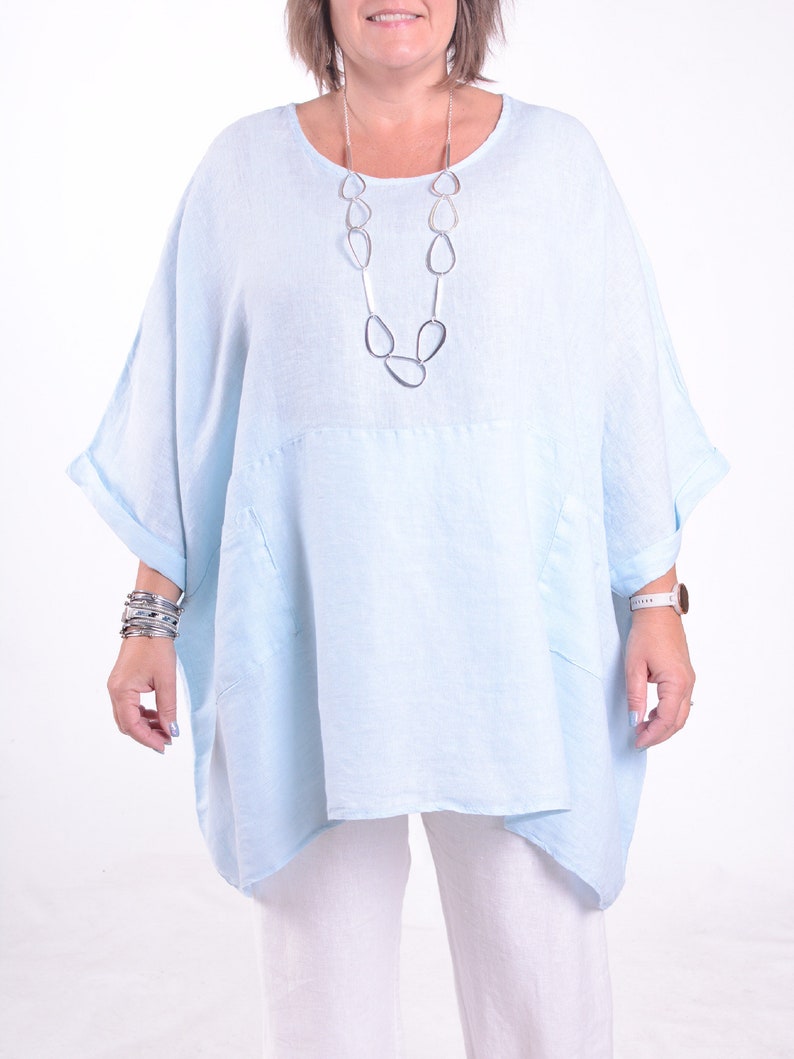Lagenlook Plus Size Linen Tunic 20 22 24 26 28 30 Made in Italy ...