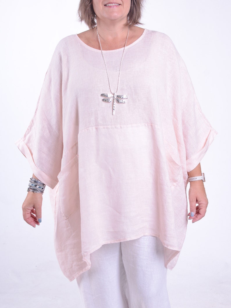 Lagenlook Plus Size Linen Tunic 20 22 24 26 28 30 Made in Italy ...