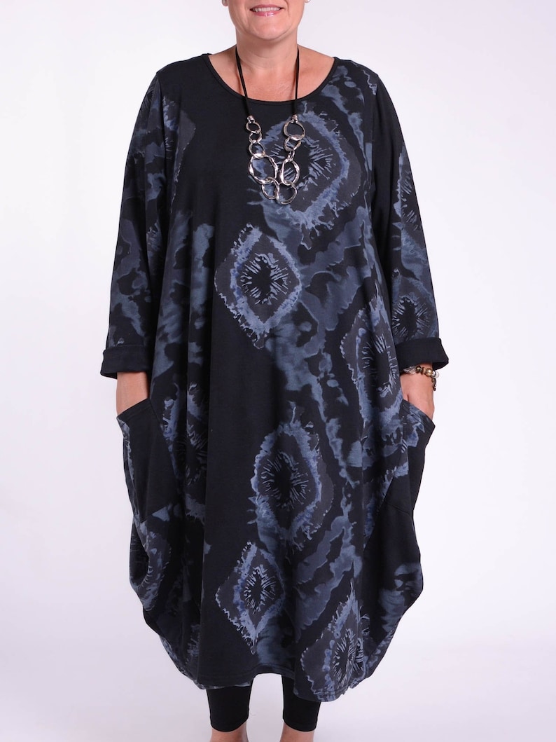 Ladies Women's Lagenlook Loose Flowy Plus Size Balloon Dress, Layering ...