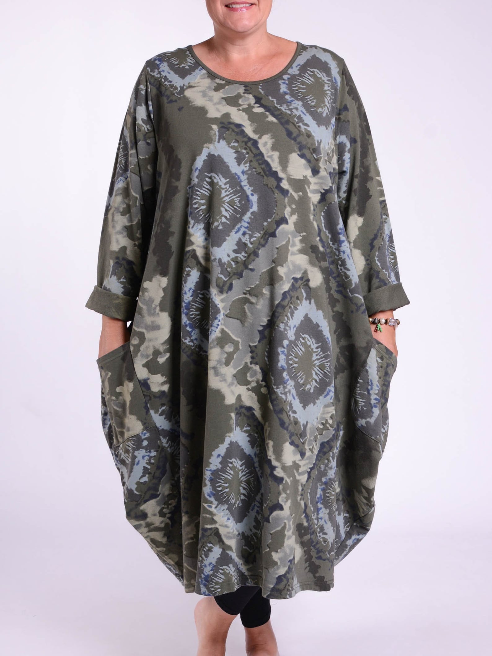 Ladies Women's Lagenlook Loose Flowy Plus Size Balloon Dress, Layering ...