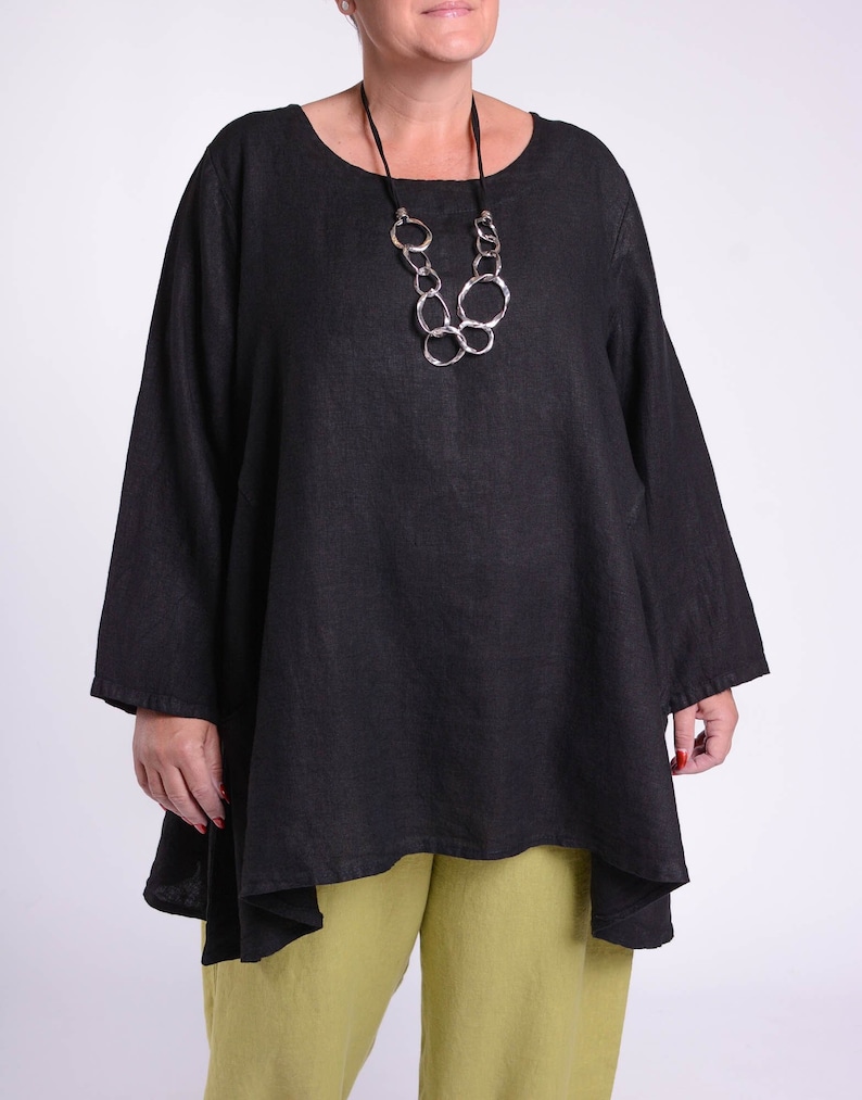 Lagenlook Linen Tunic Top, Oversized Tunic, Womens Tunic, Plus Size ...