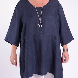 Exclusive Womens Made in Italy Lagenlook Boho Quality Linen Tunic Top ...