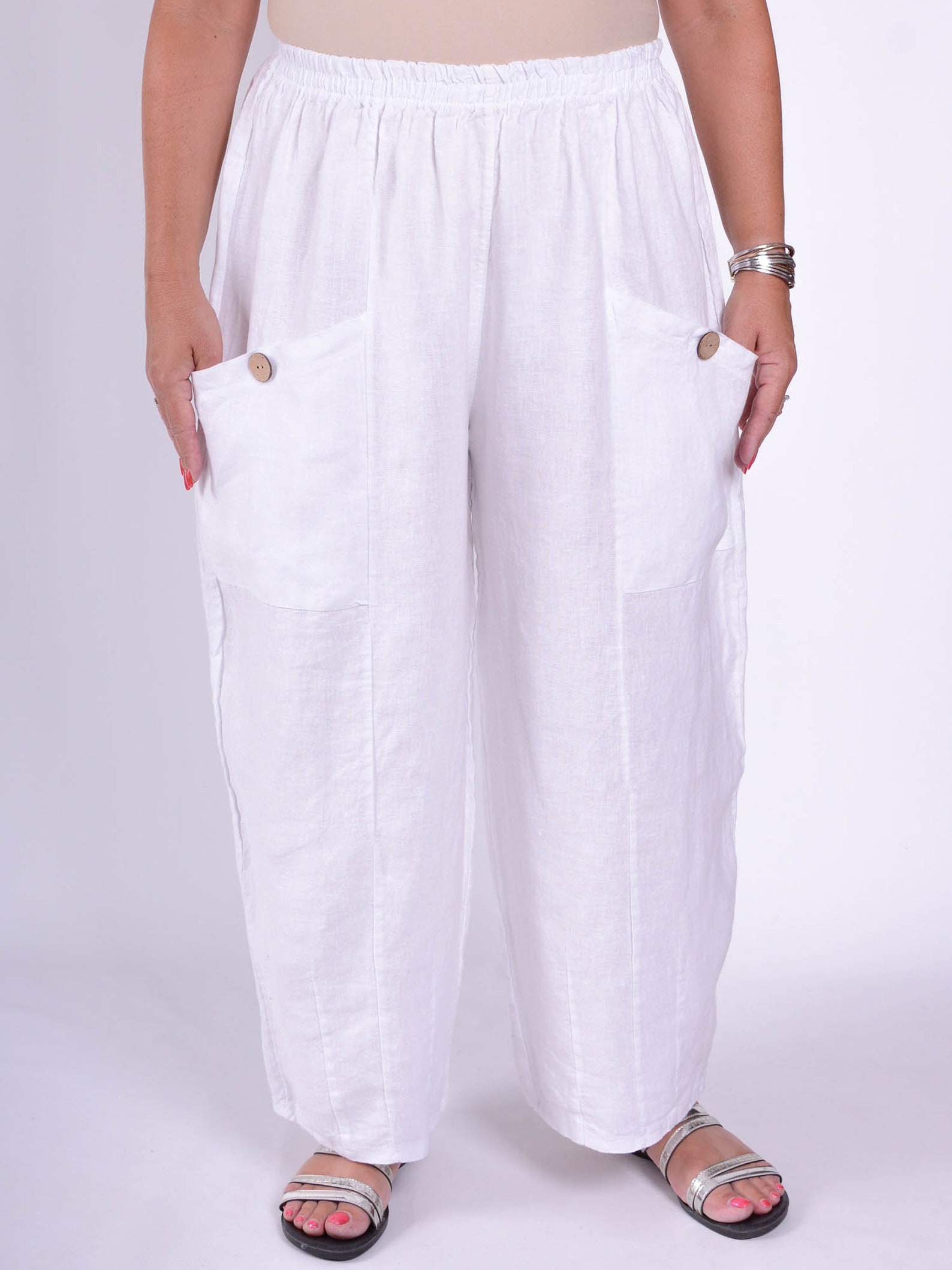 Lagenlook Plus Size Made in Italy Linen Wide Leg Trousers, Pants ...