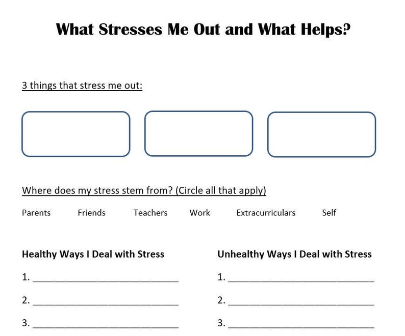 Coping With Stress Worksheet - Etsy