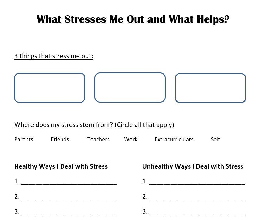 Coping With Stress Worksheet - Etsy