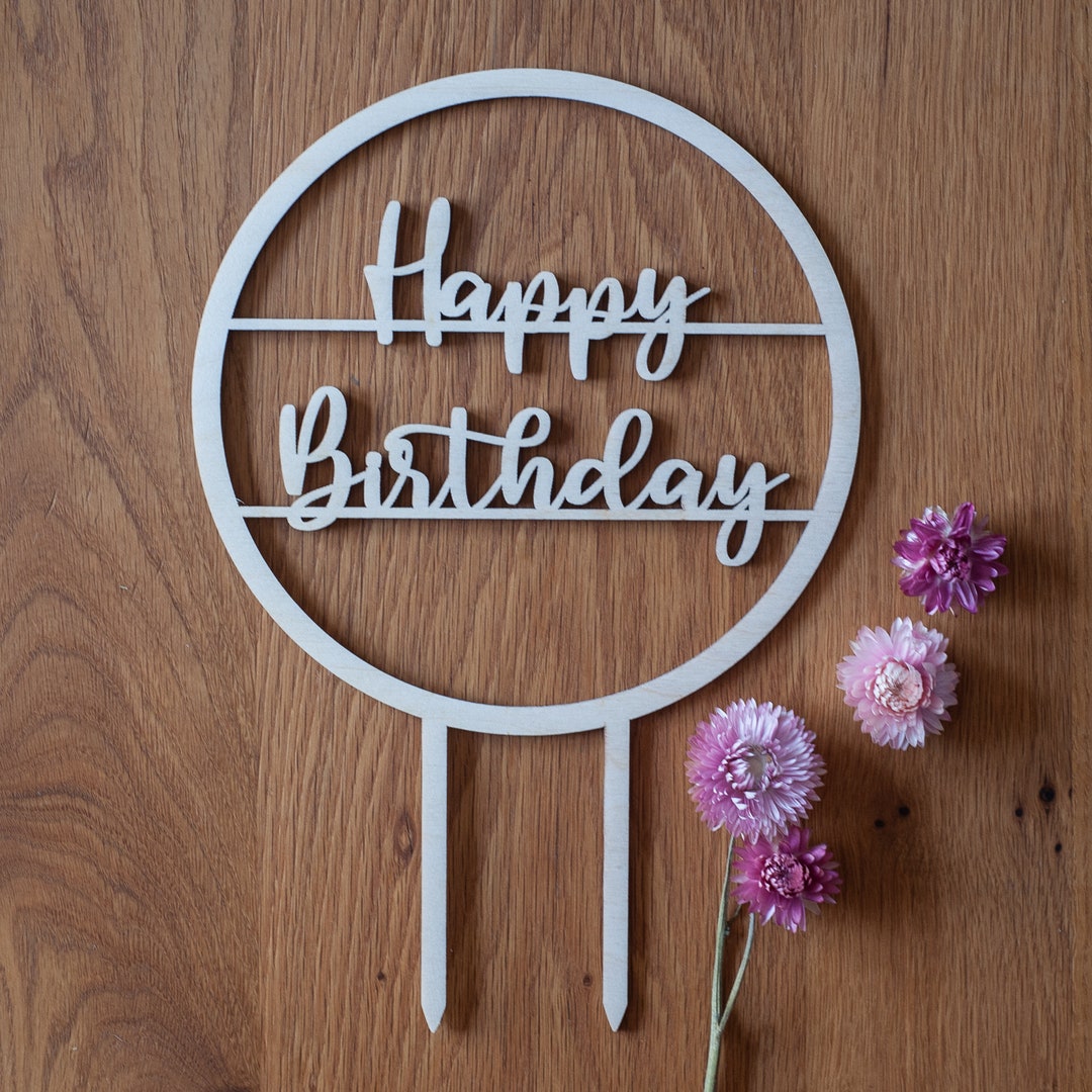 Cake Topper happy Birthday Round Cake Decoration - Etsy