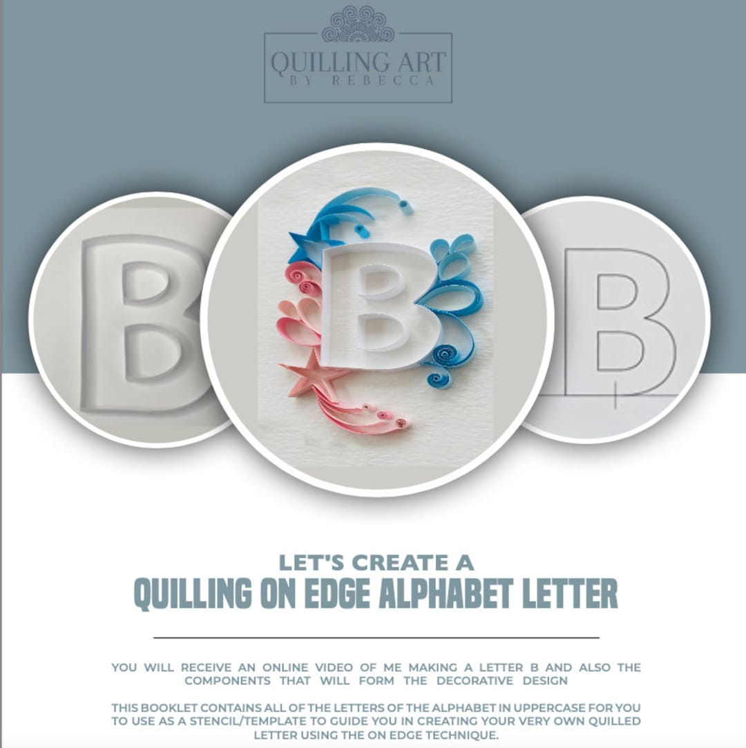 Quilling Templates, Set of 26 Alphabet Outlines and Tutorial, Instant ...
