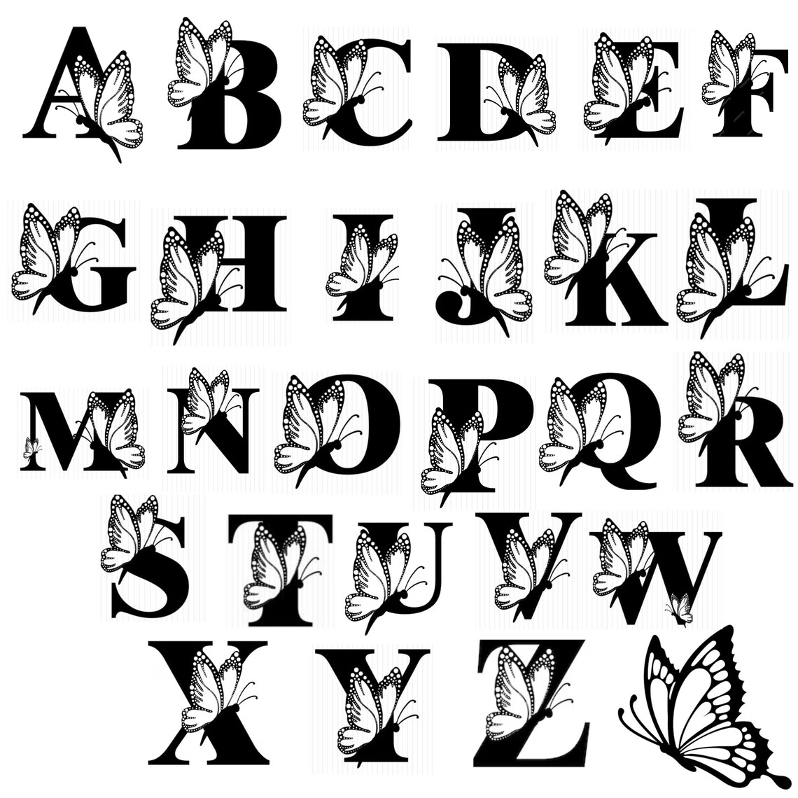 Butterfly Alphabet Svg/butterfly Monogram SVG/ Butterfly Letters SVG/26 ...