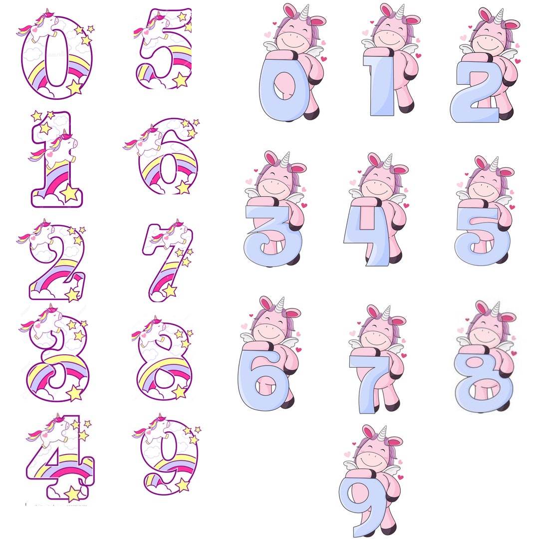 Unicorn Numbers Svg , Cute Numbers Svg , Numbers /clipart/cricuit ...