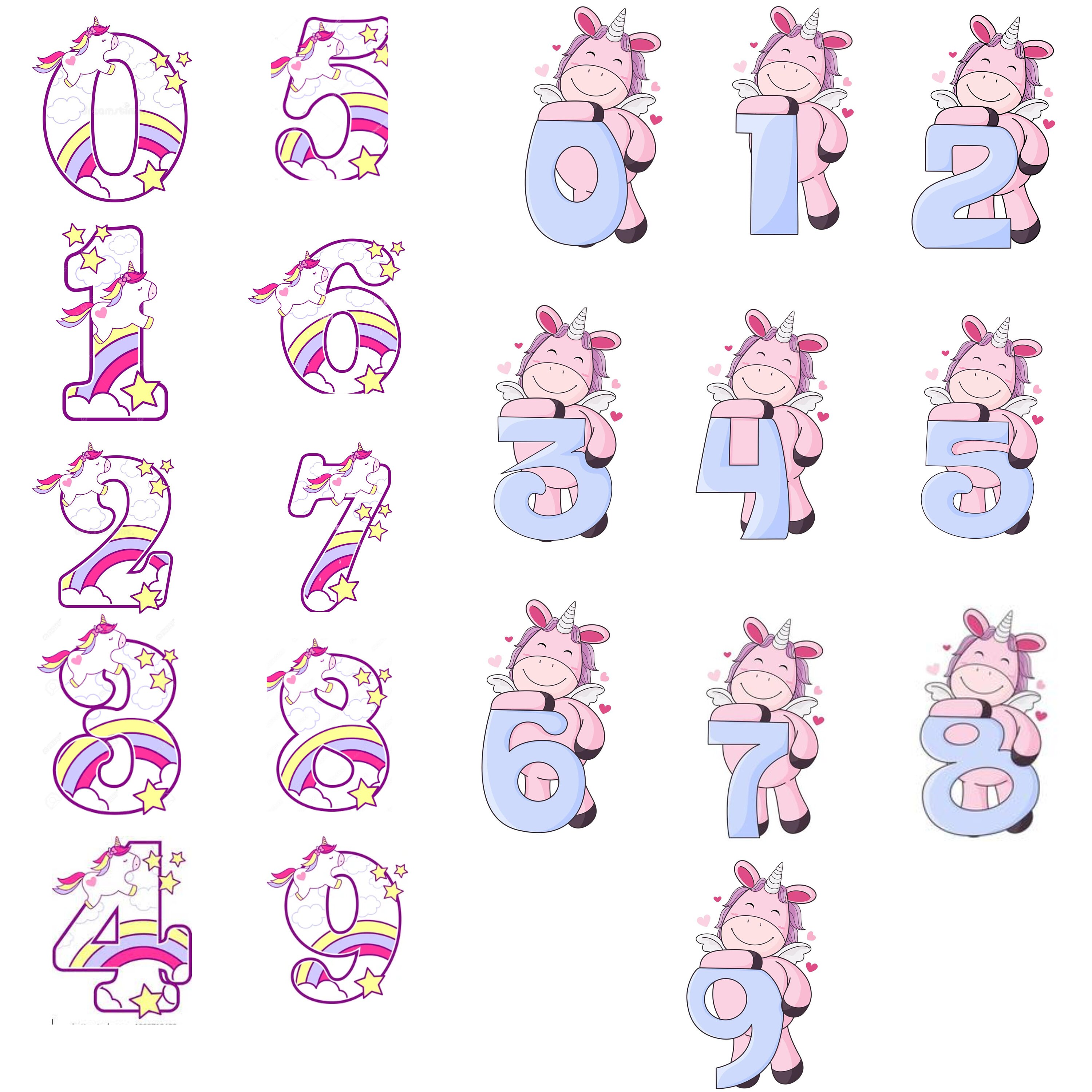 Unicorn Numbers Svg , Cute Numbers Svg , Numbers /clipart/cricuit ...