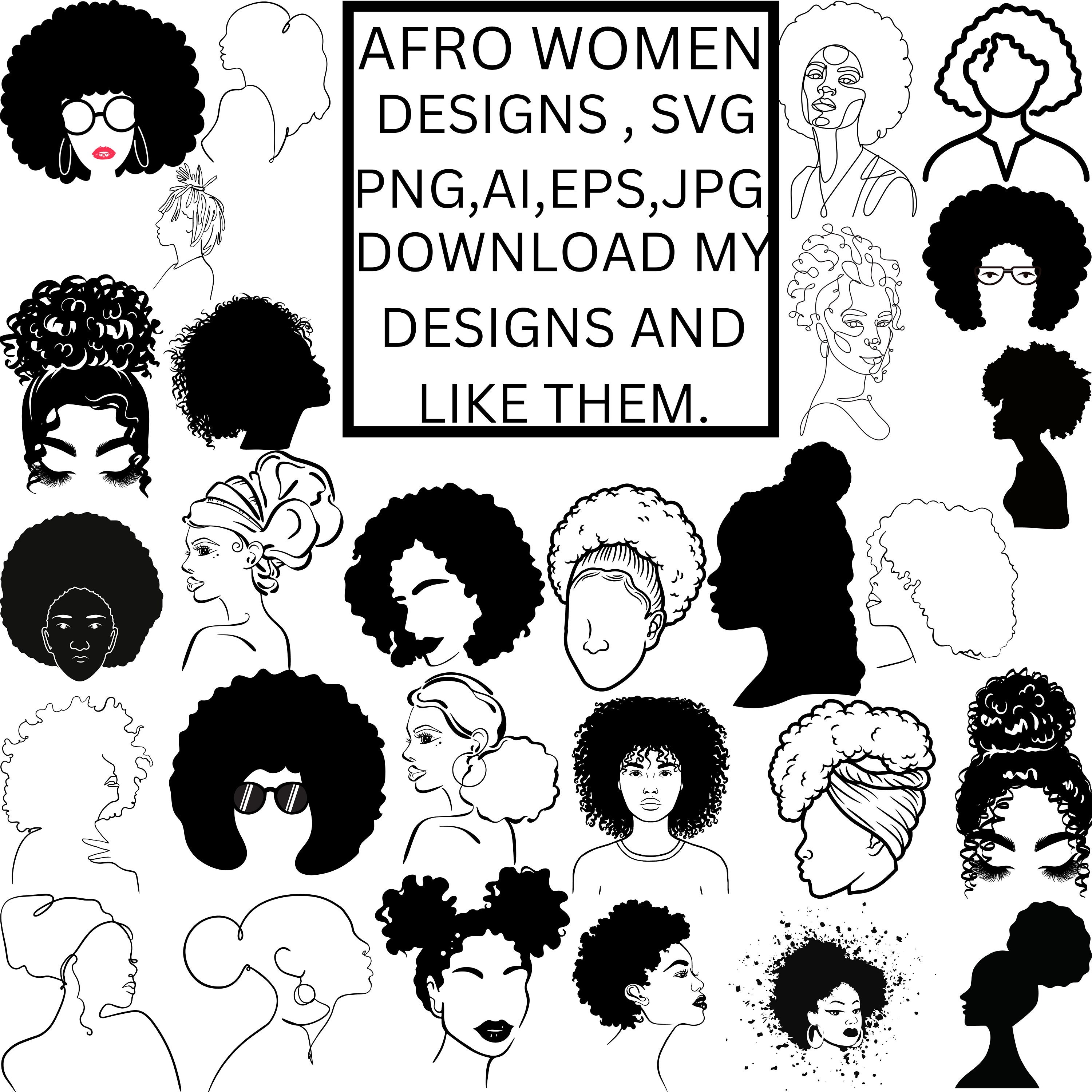 Afro Woman Svg Afro Girl Svg Afro Queen Svg Afro Lady Svg Curly Hair