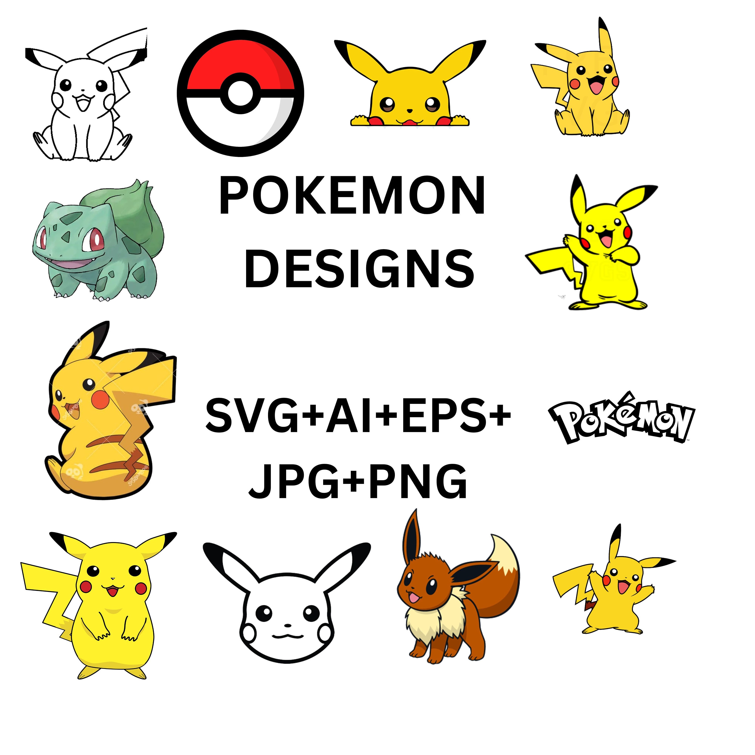 Pokemon Svg Pokemon Png Bundle Pokemon Clipart Pikachu Svg - Etsy