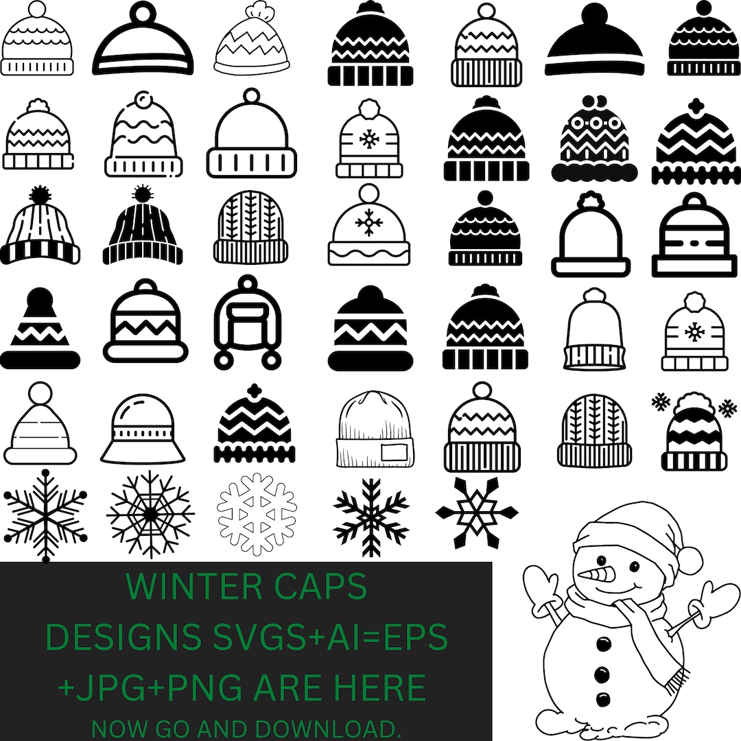 Winter Hats Svg Bundle, Santa Hat Clip Art, Santa Hats Svg, Christmas ...