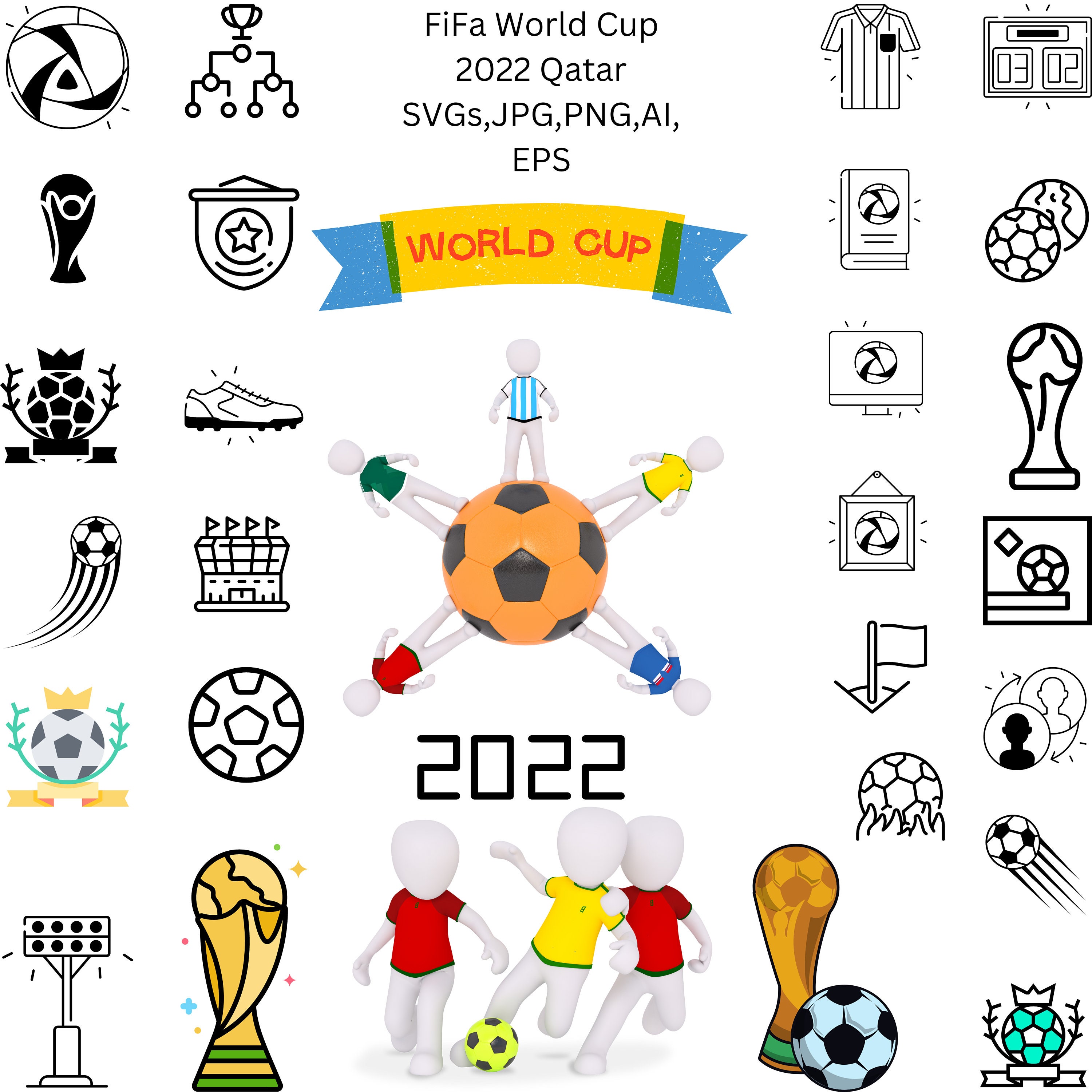 Fifa World Cup 2022 Qatar Bundle Svgs Fifa World Cup Designs - Etsy