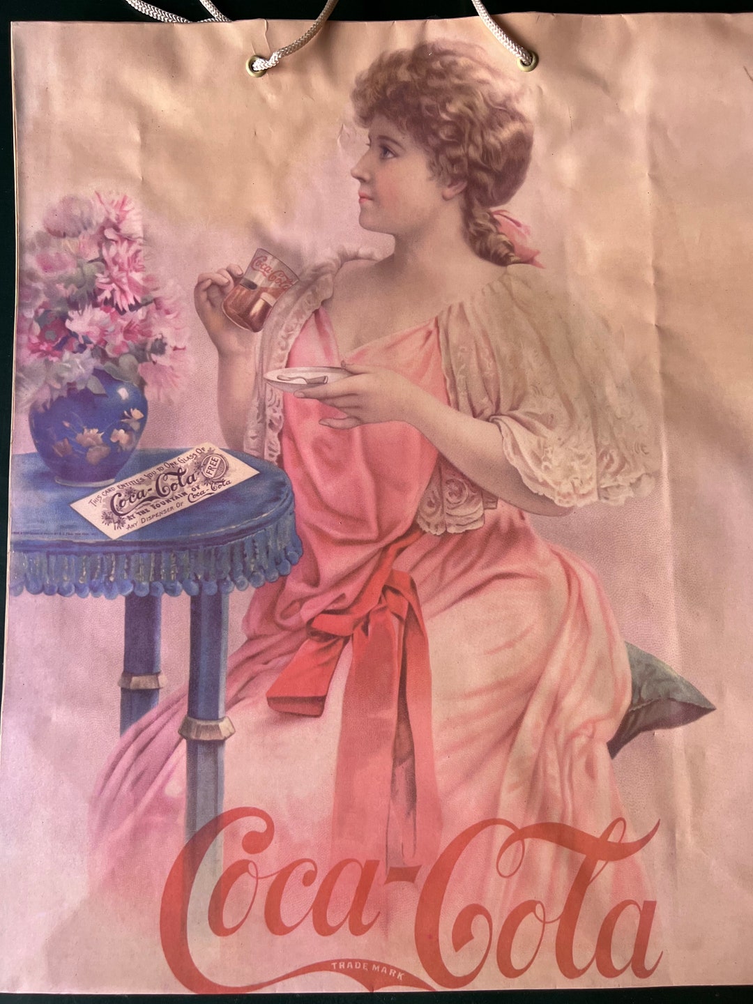 Vintage Woman “sipping Tea” Coca-cola Gift Bag, Large - Etsy