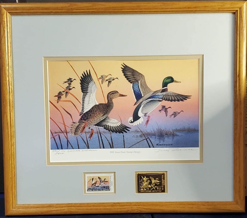 Vintage 1990-91 Iowa Ducks Unlimited Duck Stamp Print Excellent ...