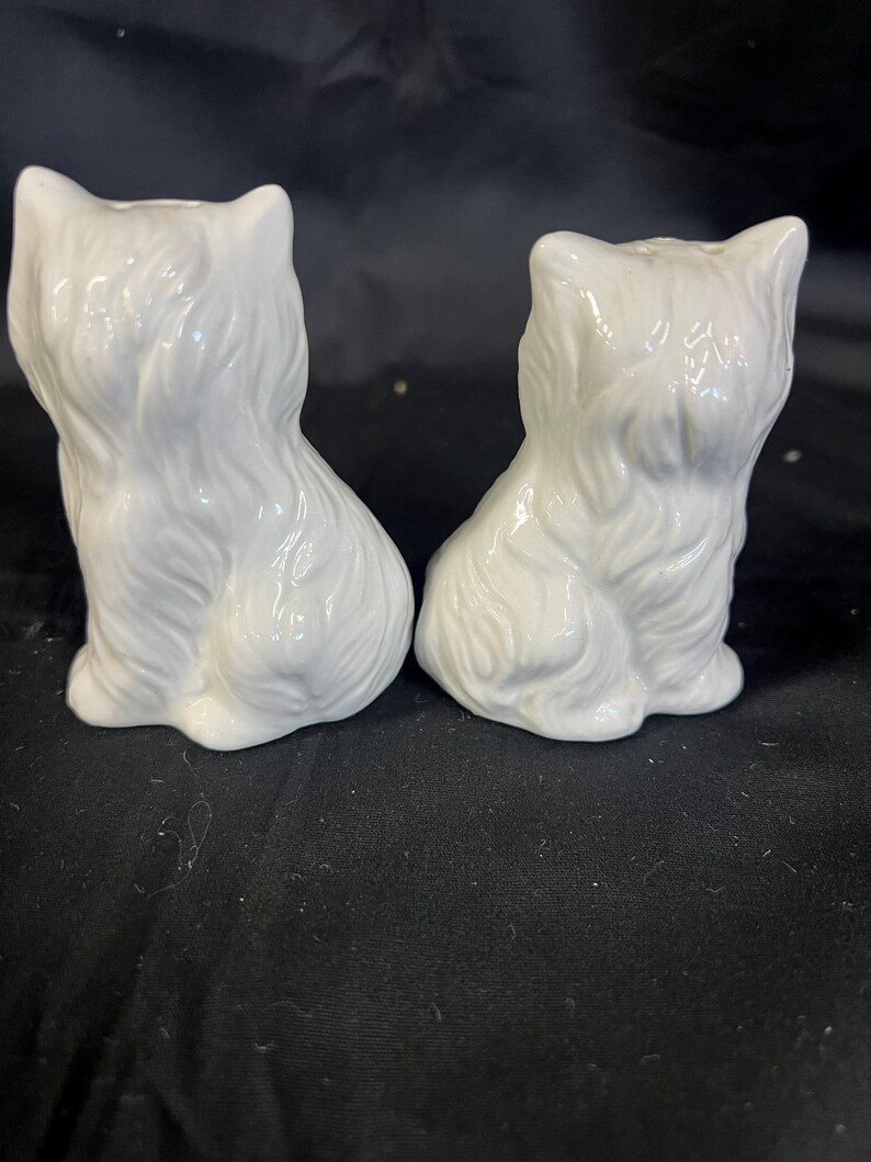 Vintage Porcelain Cat Salt and Pepper Shakers, 60’s, White - Etsy