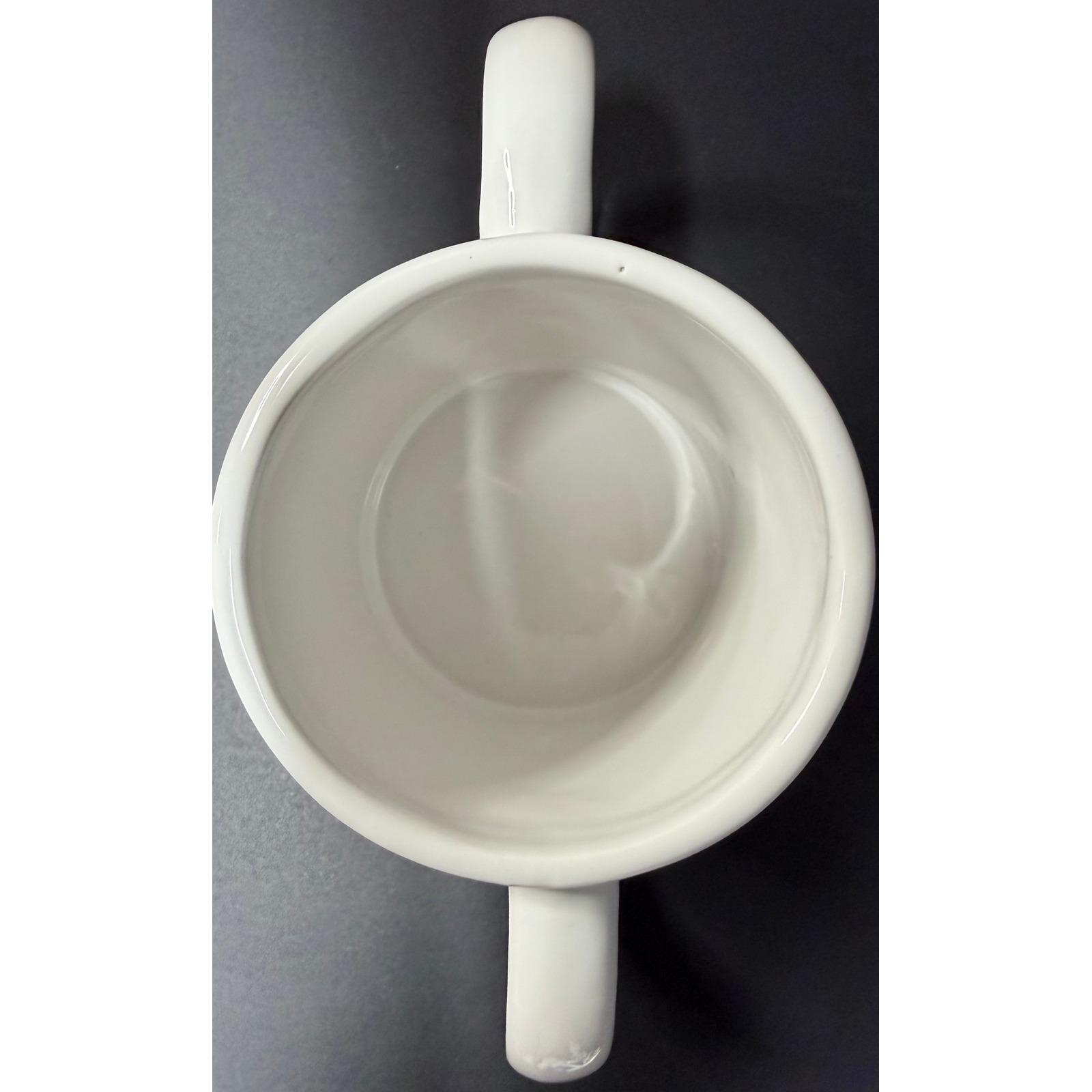 White Ceramic Two Handle Mug Double Handled Coffee Cup Stability ...