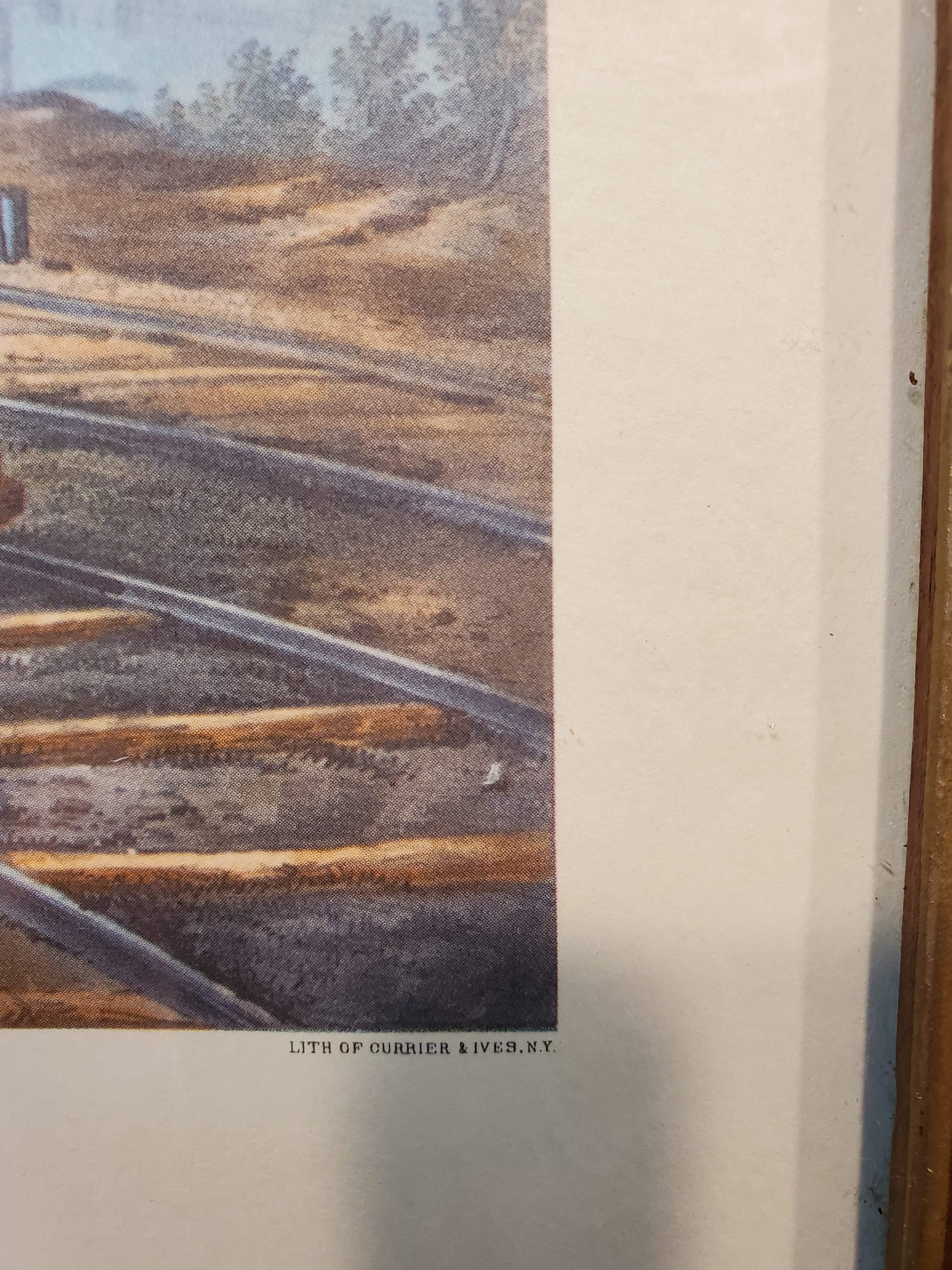 Vintage Antique American Express Train Colored Lithograph Currier and ...