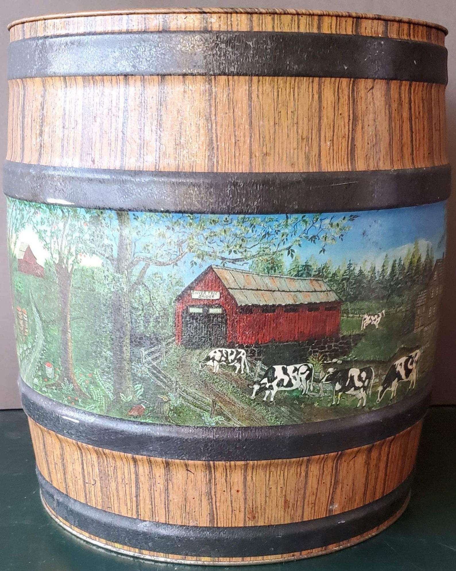 Rare Barrel Tin, Annies Pride Popcorn Tin, Farmhouse Tin, Barrel Décor ...