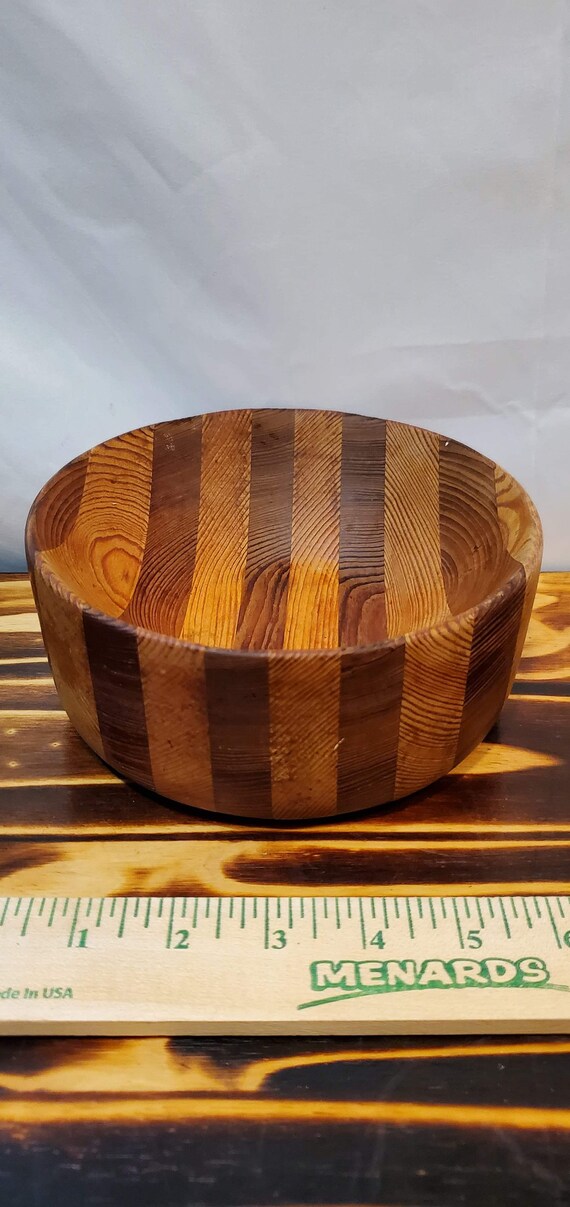 Vintage Solid Wood Round Bowl - Etsy
