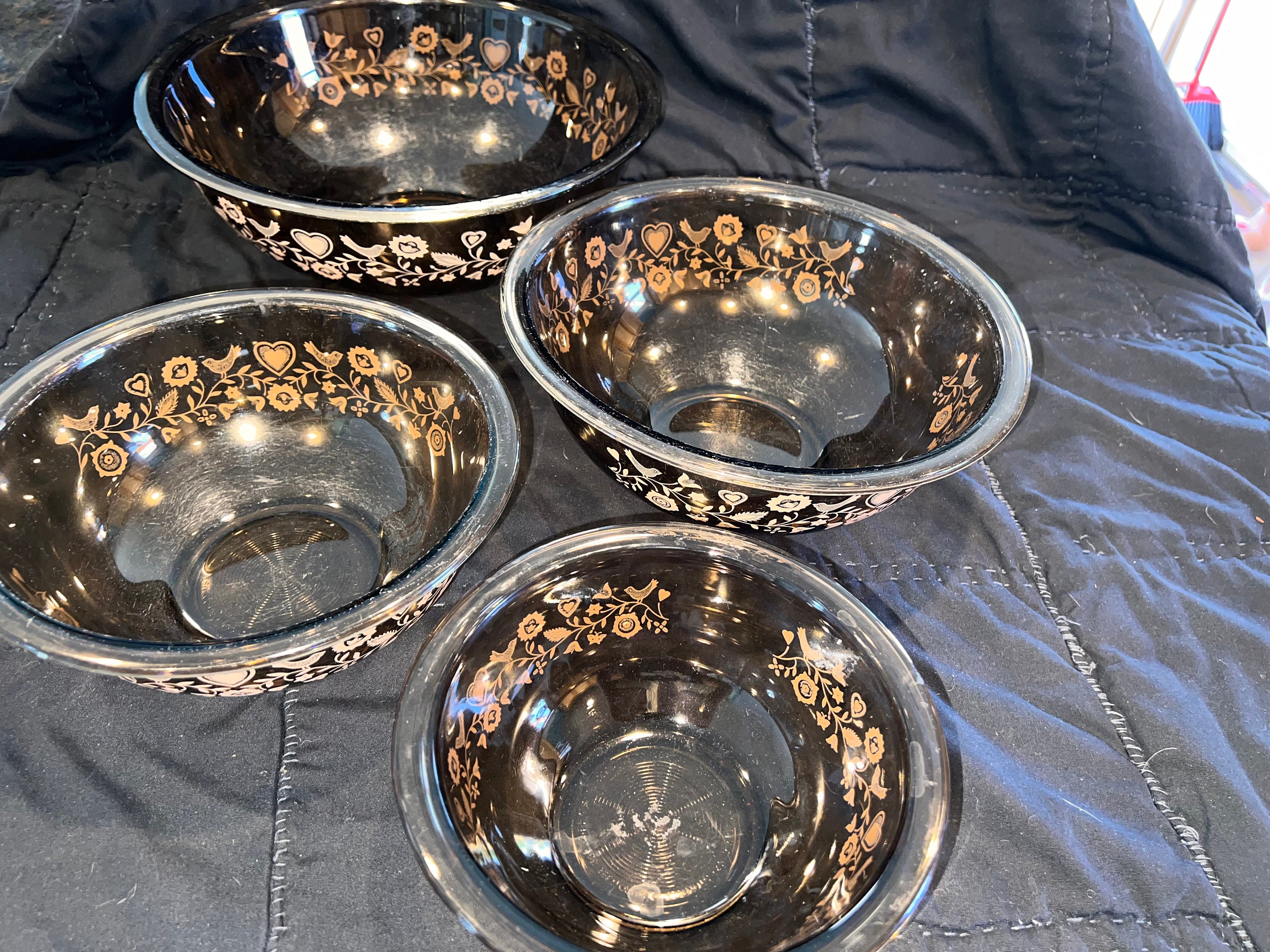 Vintage Pyrex Amber Festive Harvest Nesting Bowls (set of 4) Complete ...