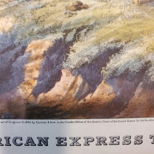 Vintage Antique American Express Train Colored Lithograph Currier and ...