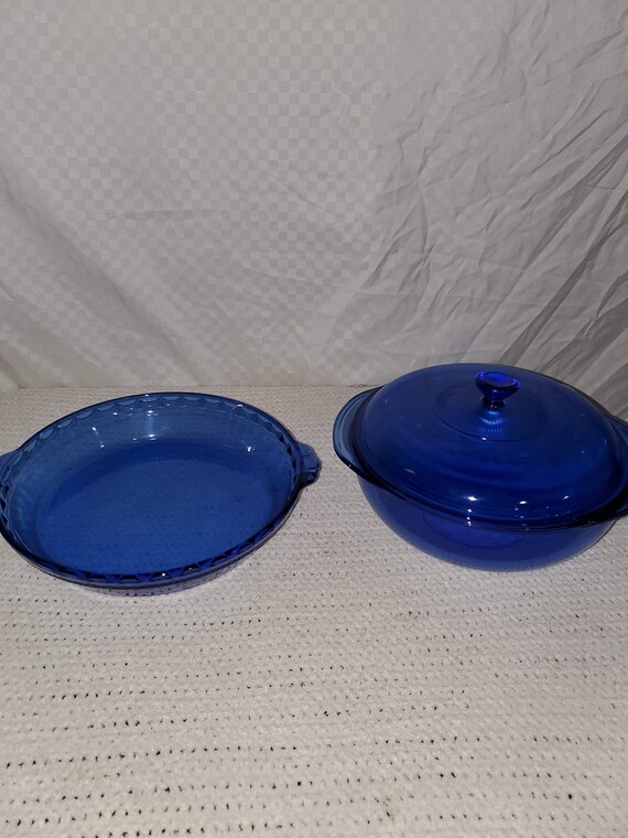 Vintage Pyrex Cobalt Blue Pie Plate Dish and Bread Pan - Etsy