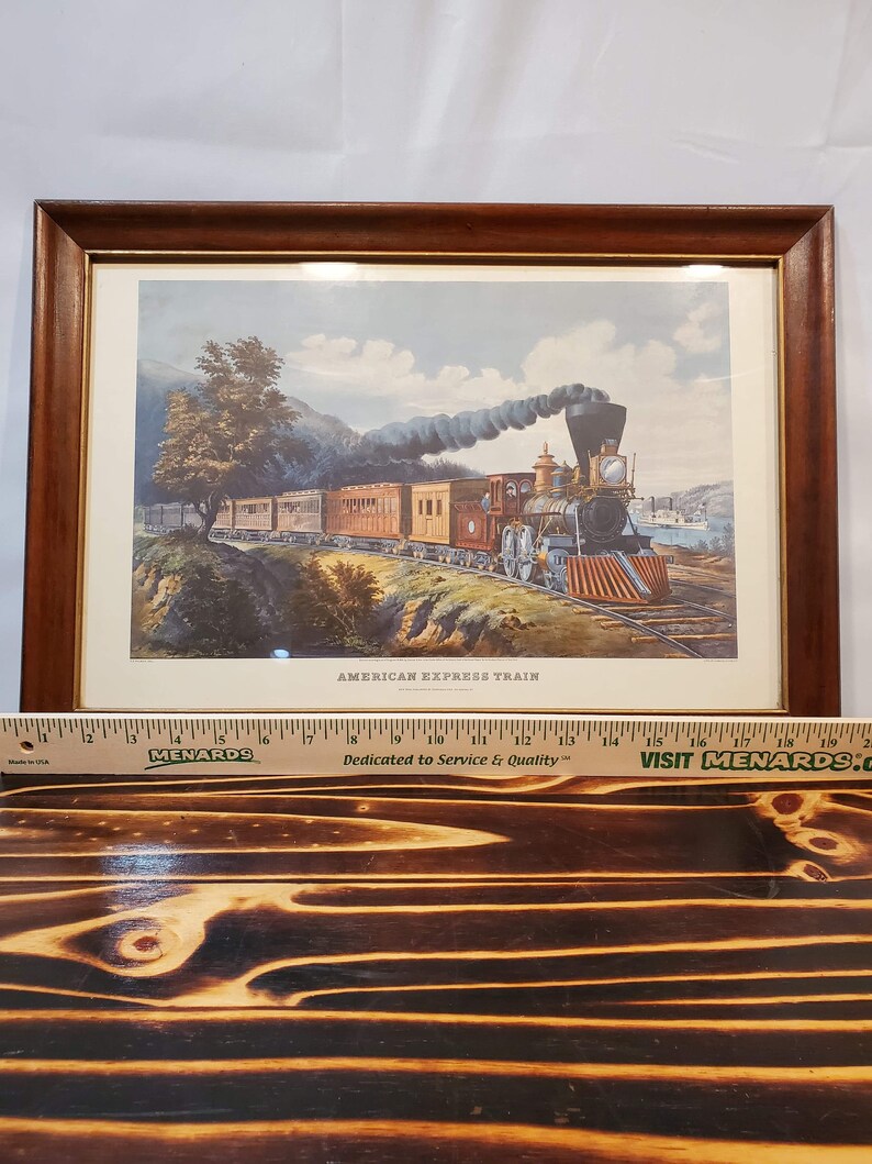 Vintage Antique American Express Train Colored Lithograph Currier and ...