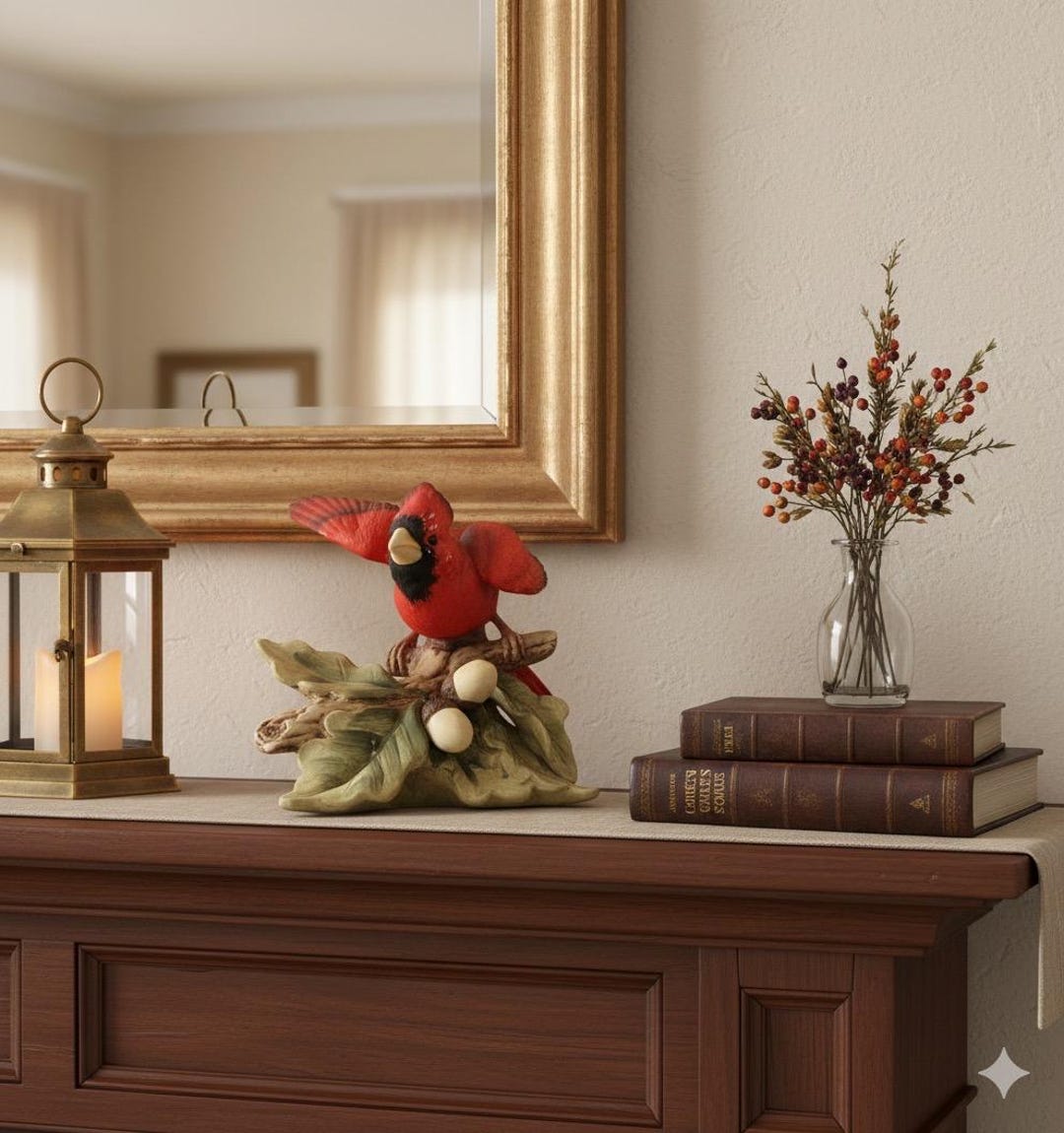 Vintage High Qualitly Porcelain Cardinal on a Tree Limb - Etsy