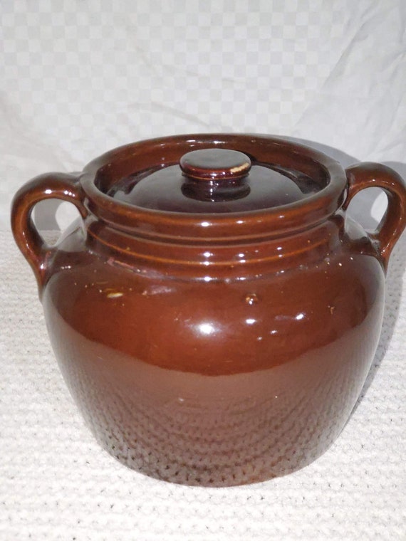 Antique Brown Bean Pot - Etsy