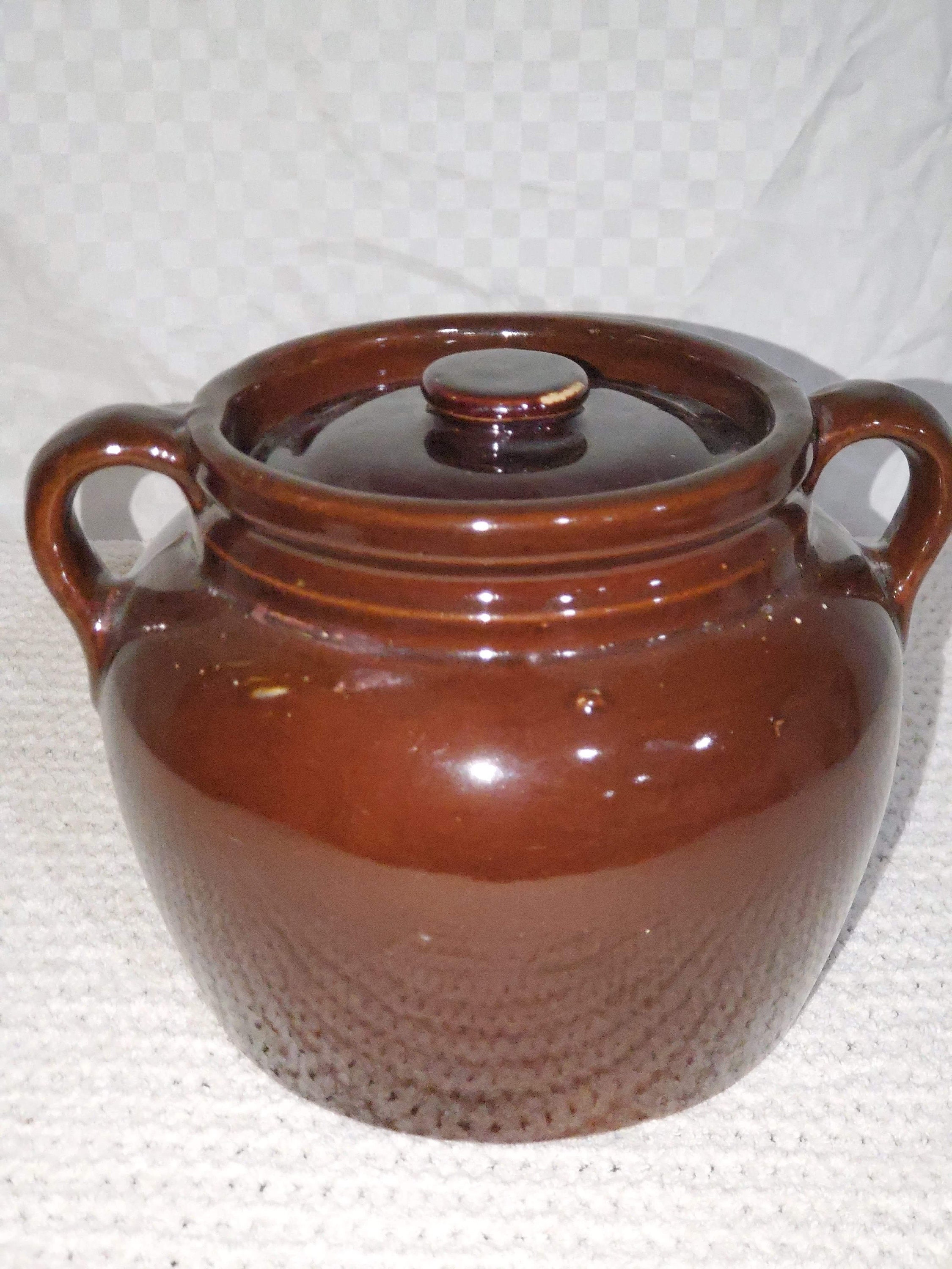 Antique Brown Bean Pot - Etsy