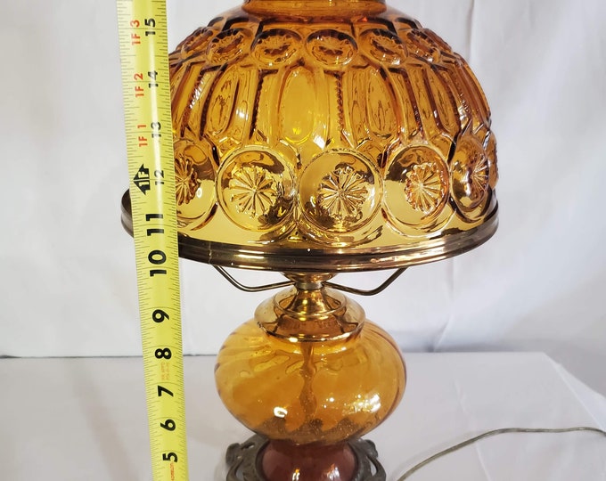 Vintage Clear Amber Glass “moon and Stars” Electric Antique Hurricane ...