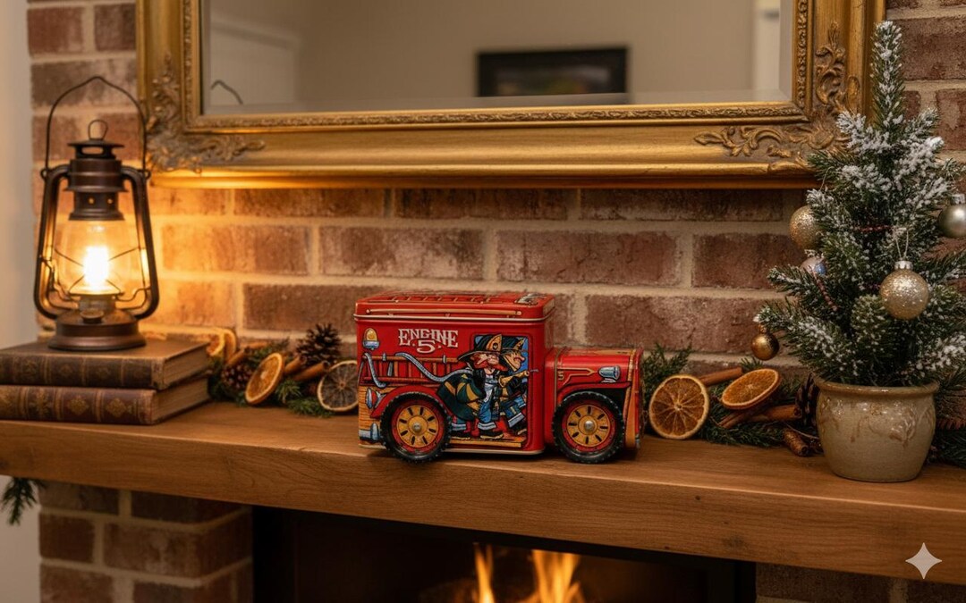 Vintage Tin Fire Truck Bank. 80s Era Toy. Coin Bank for Kids ...